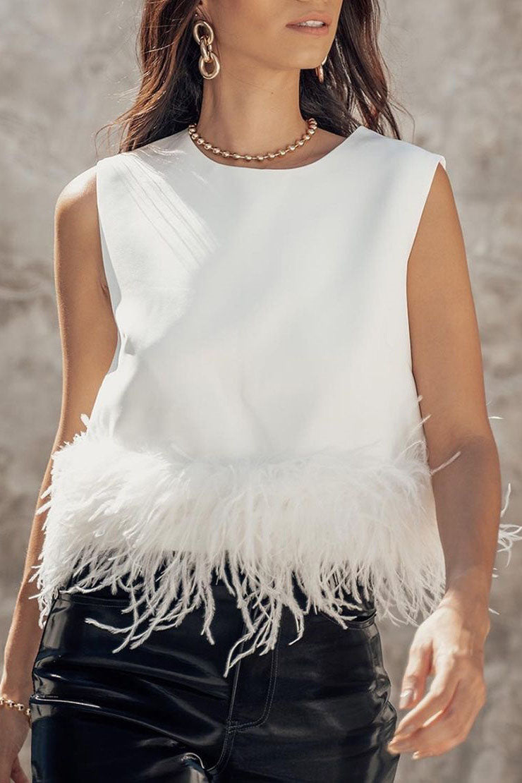 Be The Drama Feather Trim Blouse– ShoptheCIC